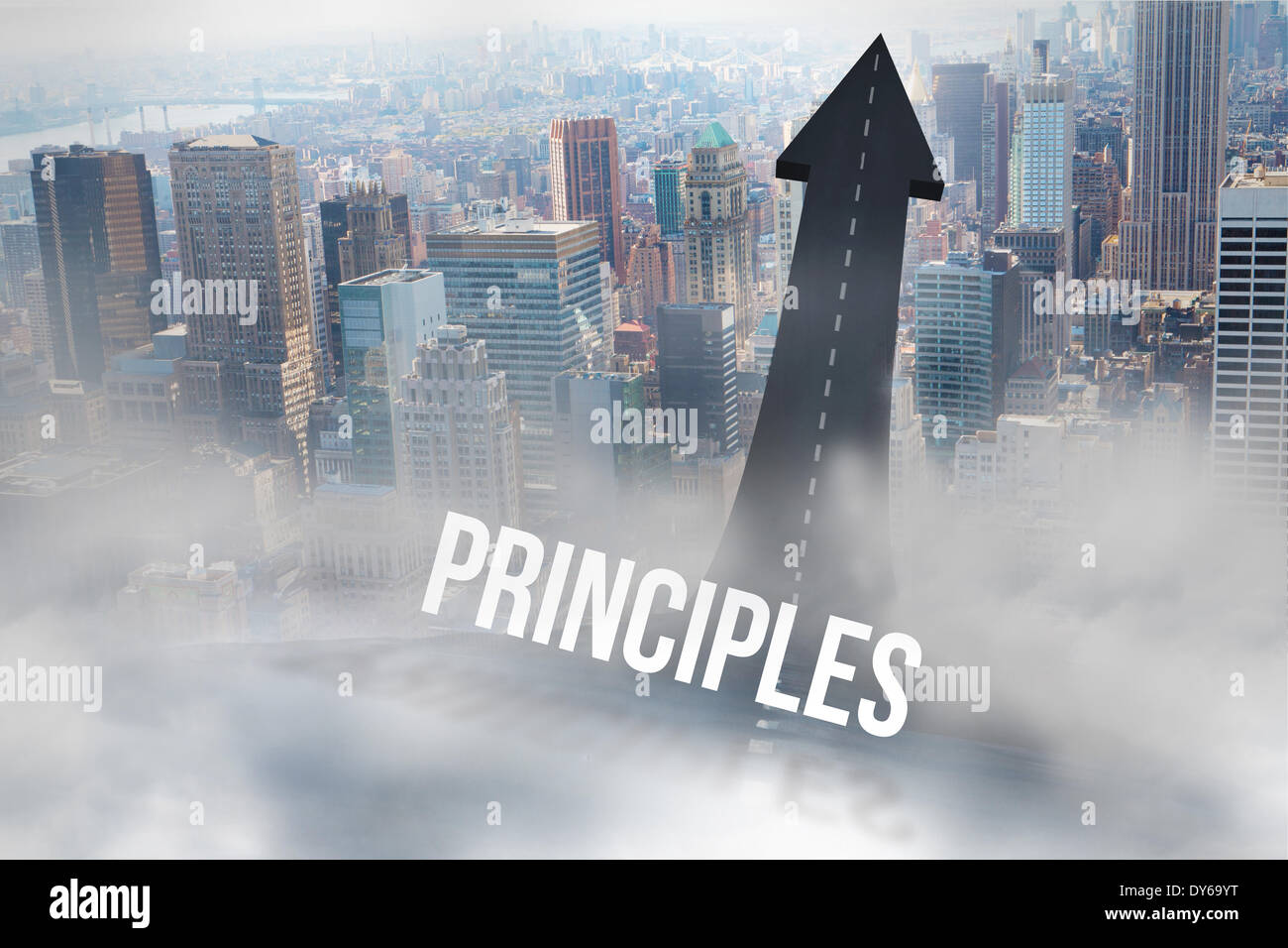 The word principles against road turning into arrow Stock Photo - Alamy