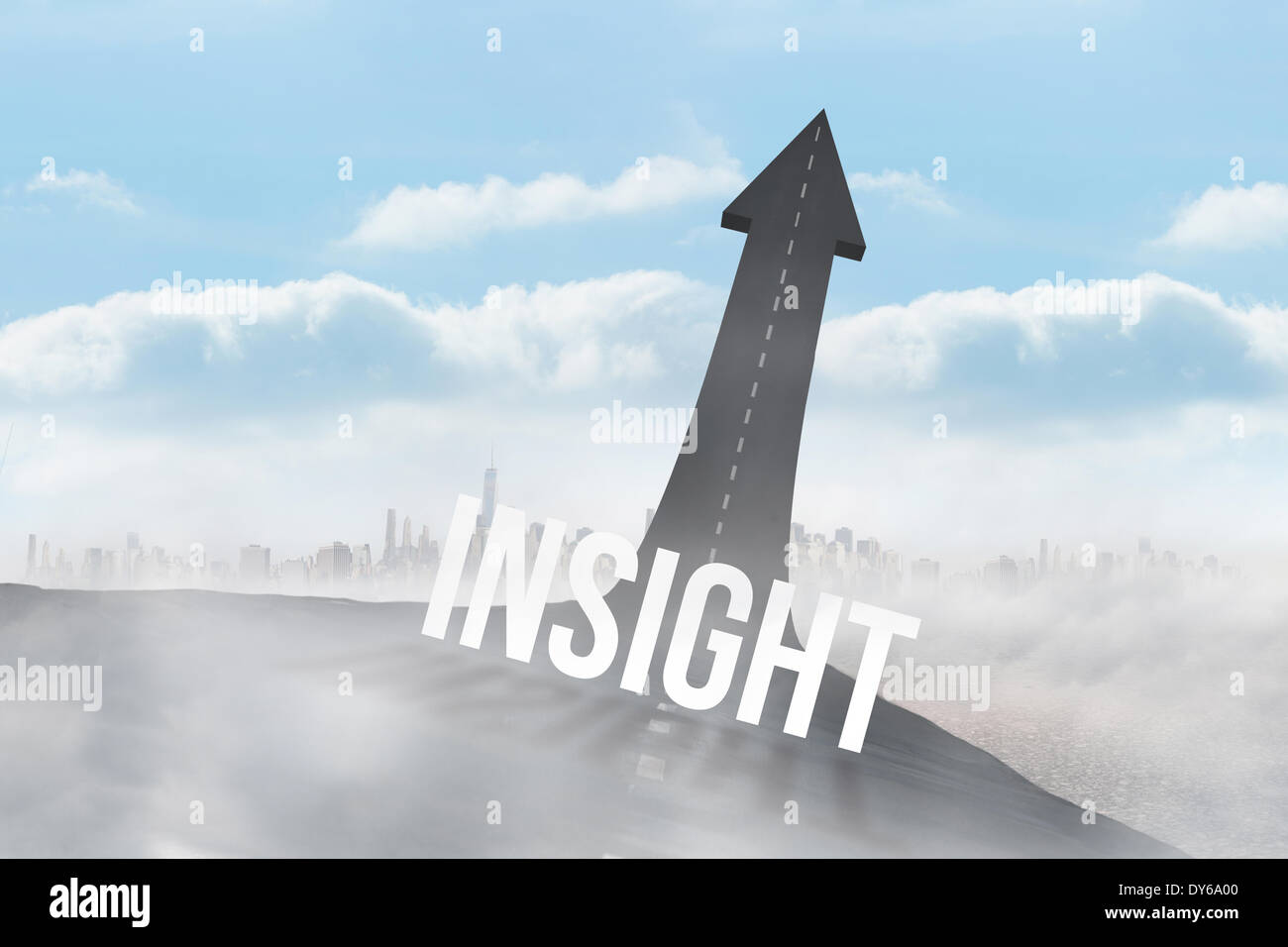 Insight against road turning into arrow Stock Photo - Alamy