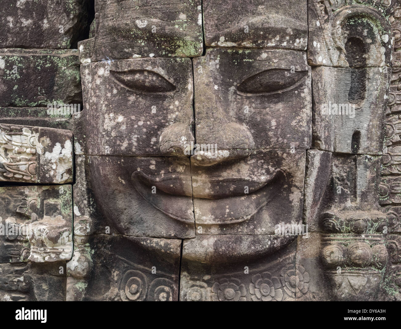 The amazing faces at the Bayon temple, Siem Riep, Cambodia Stock Photo ...