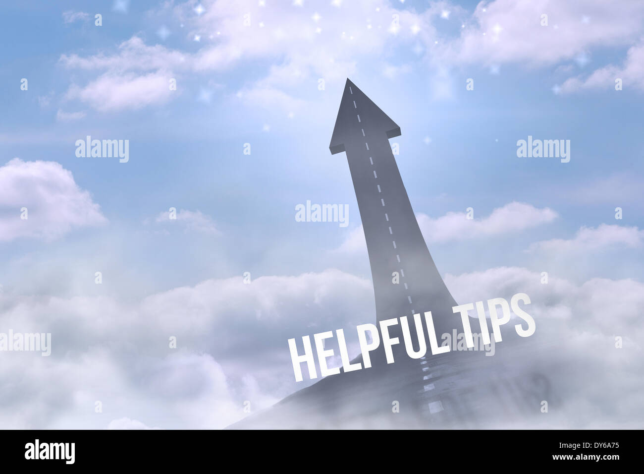 Helpful tips against road turning into arrow Stock Photo - Alamy