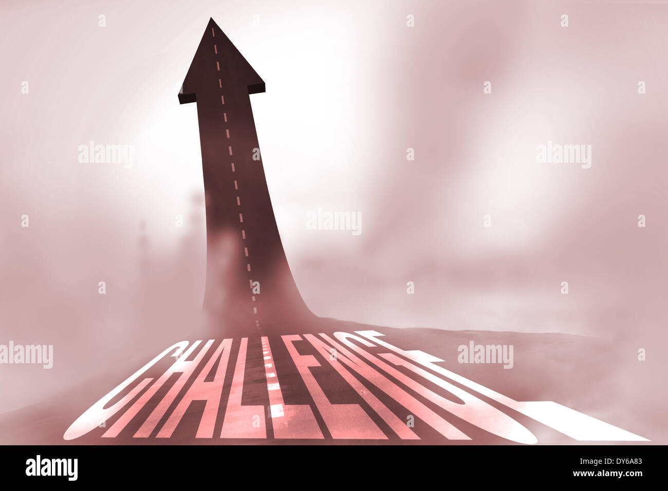 Challenge against road turning into arrow Stock Photo - Alamy