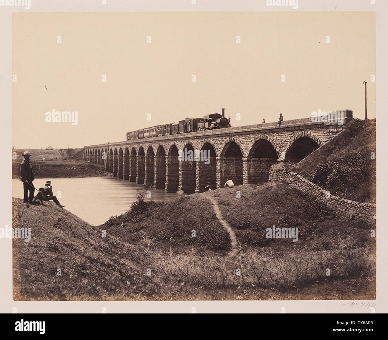 [Train on bridge] Stock Photo - Alamy