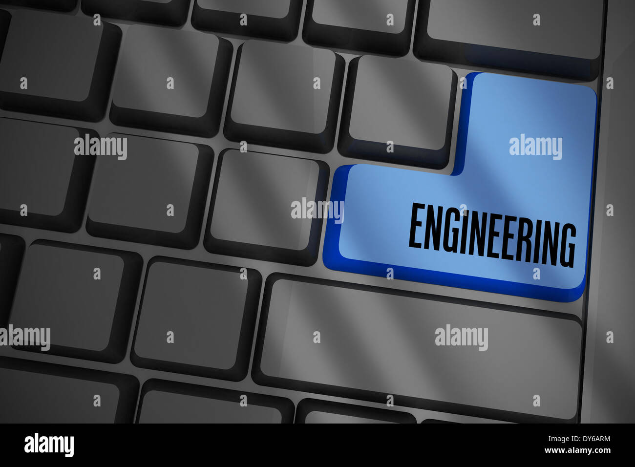 Engineering on black keyboard with blue key Stock Photo - Alamy