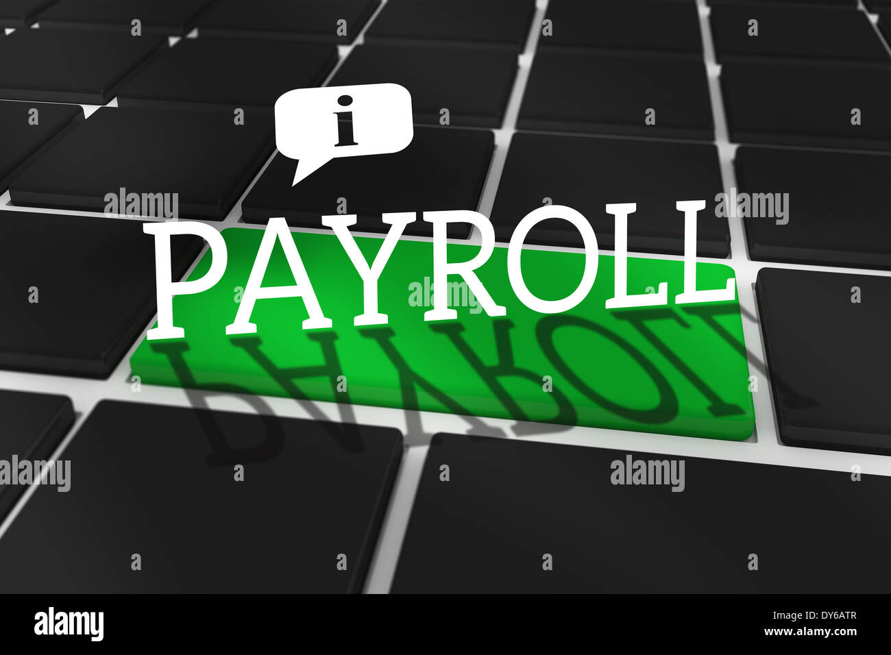 The word payroll and speech bubble against black keyboard with green ...