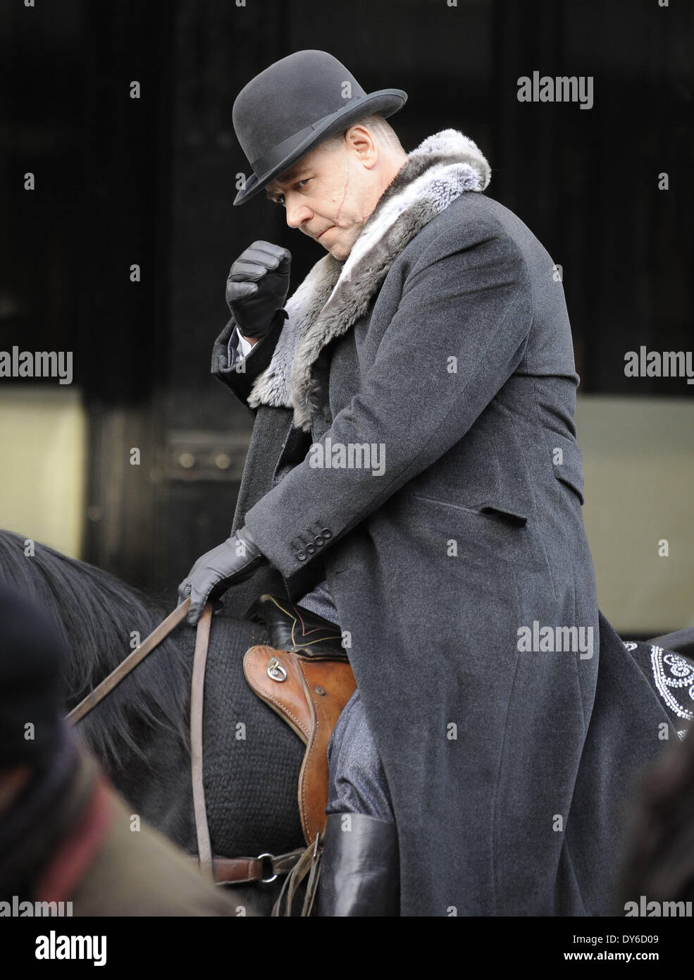 Actors filming on the movie set of Winter s Tale Featuring: Russell ...
