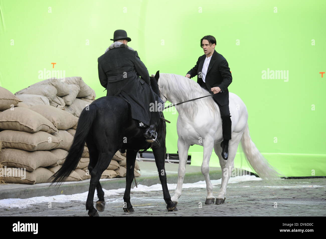 Actors filming on the movie set of Winter s Tale Featuring: Russell ...