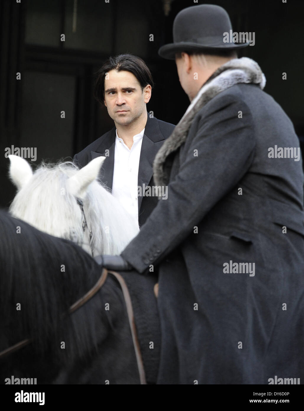 Actors filming on the movie set of Winter s Tale Featuring: Colin ...