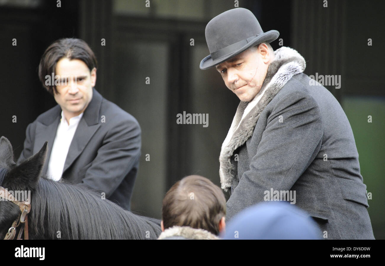 Actors filming on the movie set of Winter s Tale Featuring: Colin ...