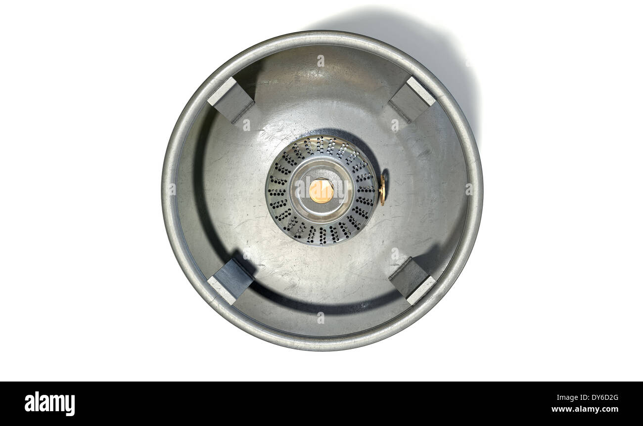 A regular metal gas bottle with a burner attachment to facilitate using ...