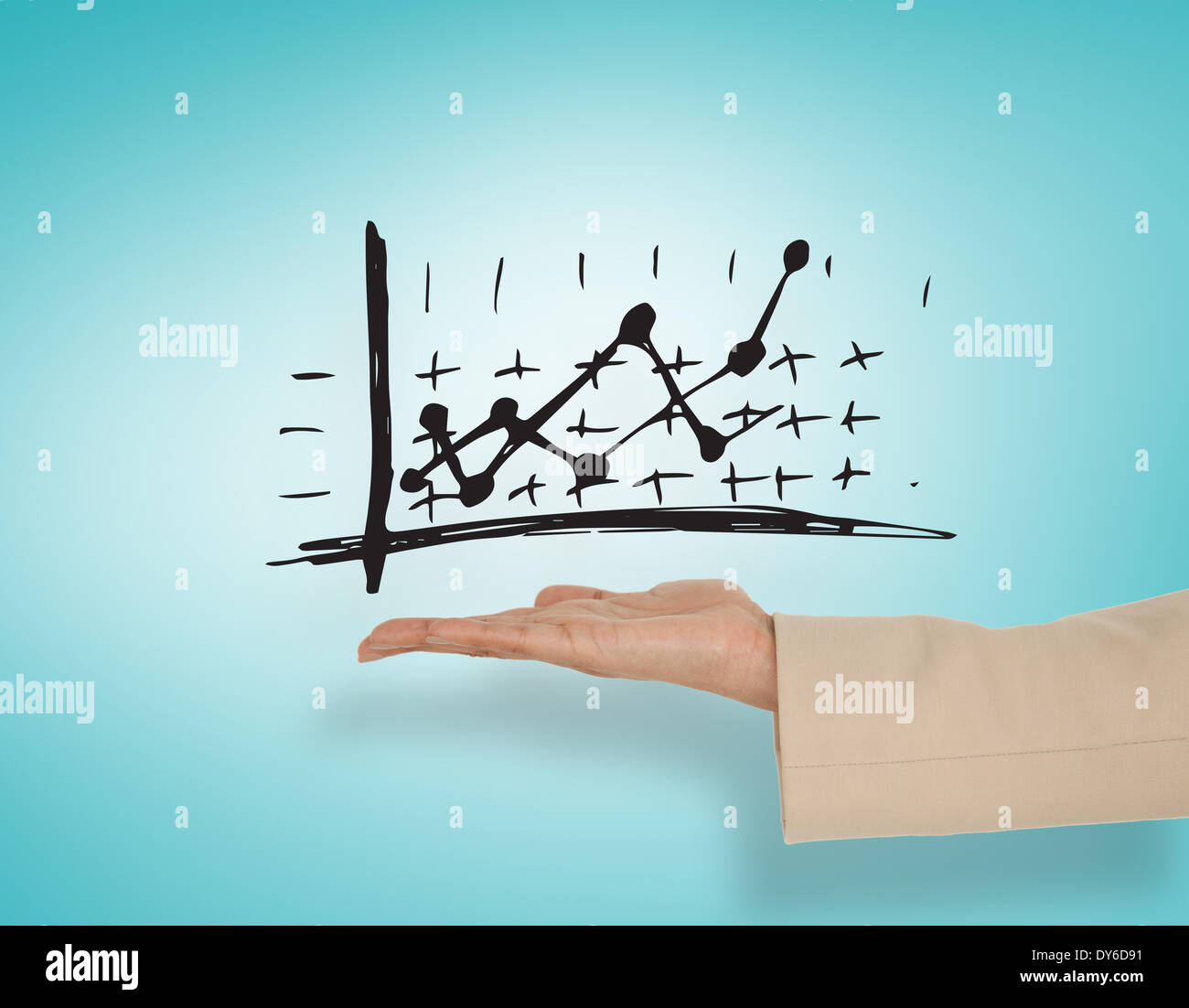 Composite image of female hand presenting graph Stock Photo - Alamy