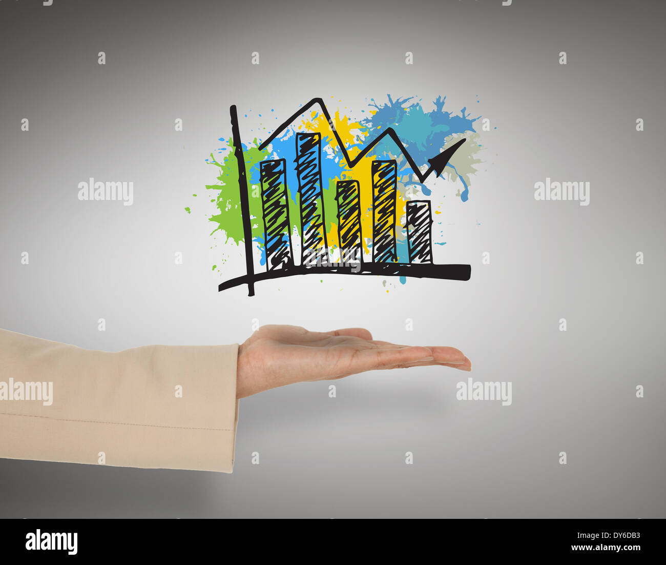 Composite image of female hand presenting graph Stock Photo - Alamy