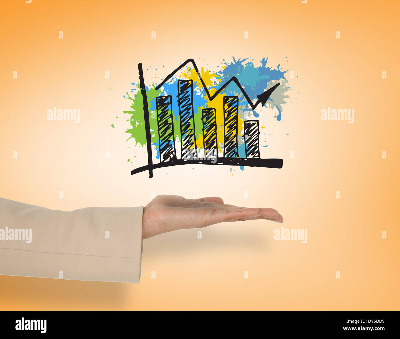 Composite image of female hand presenting graph Stock Photo - Alamy
