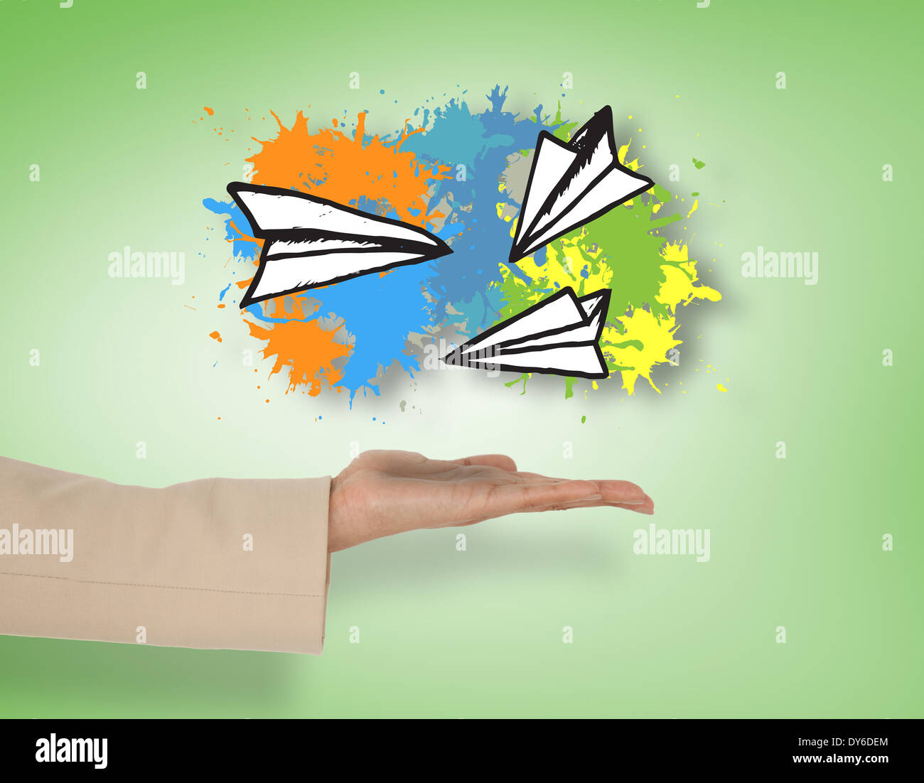 Female hand presenting paper hi-res stock photography and images - Alamy