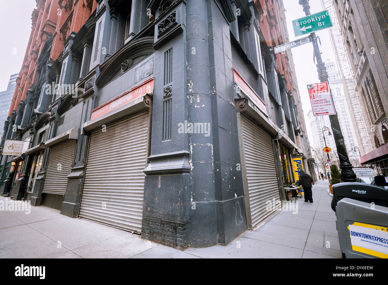 Multiple closed storefronts on Nassau Street in Lower Manhattan in New ...