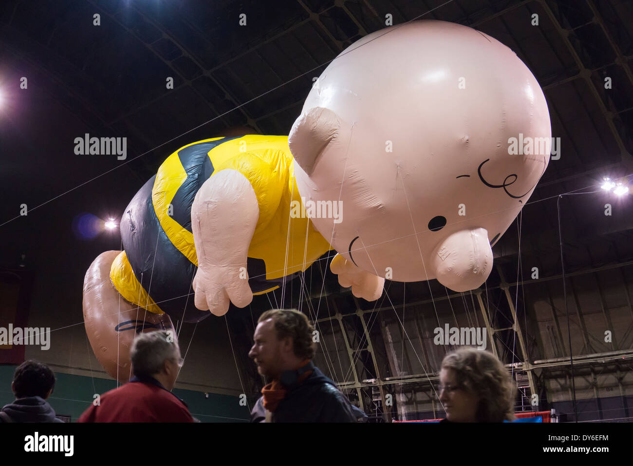 The Charlie Brown balloon from the Macy's Thanksgiving Day Parade Stock ...