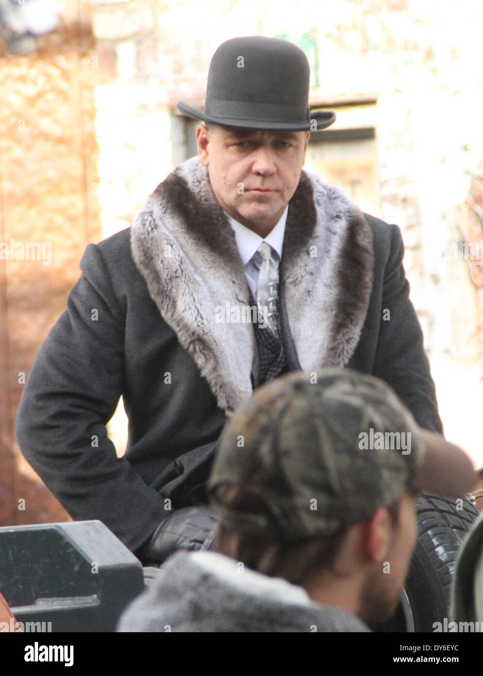 Actors filming on the movie set of Winter s Tale Featuring: Russell ...