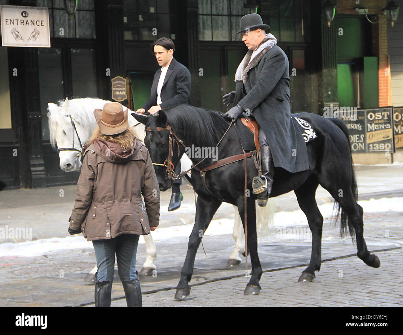 Actors filming on the movie set of Winter s Tale Featuring: Colin ...
