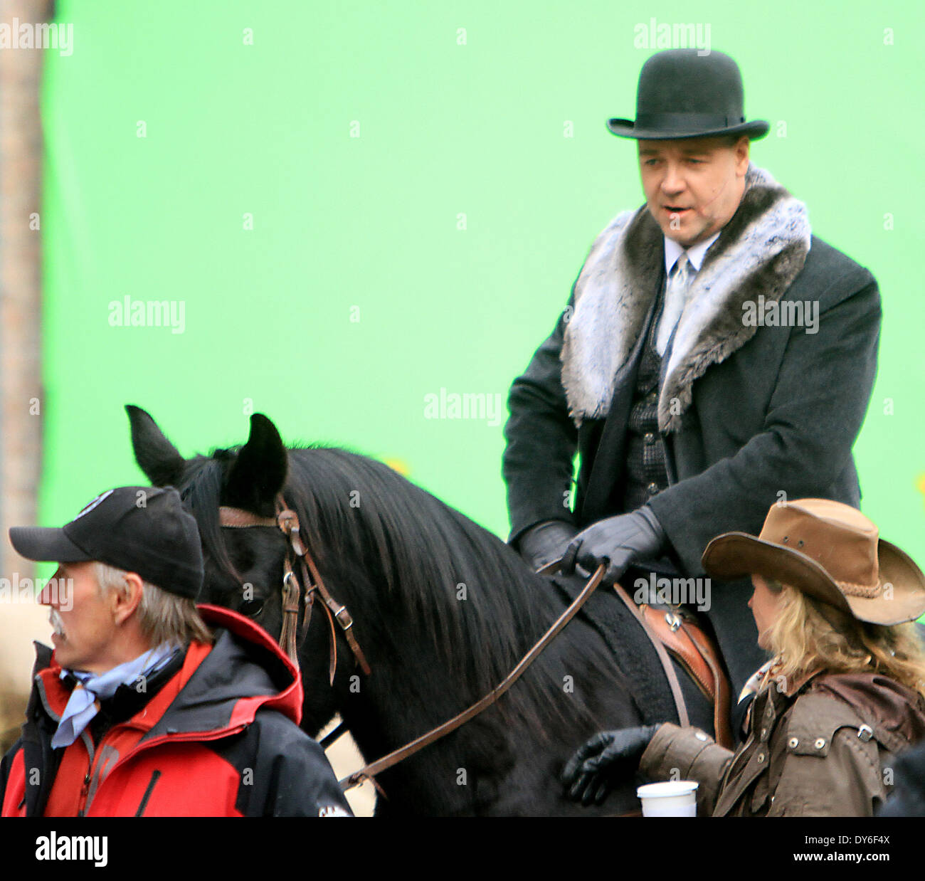 Actors filming on the movie set of Winter s Tale Featuring: Russell ...