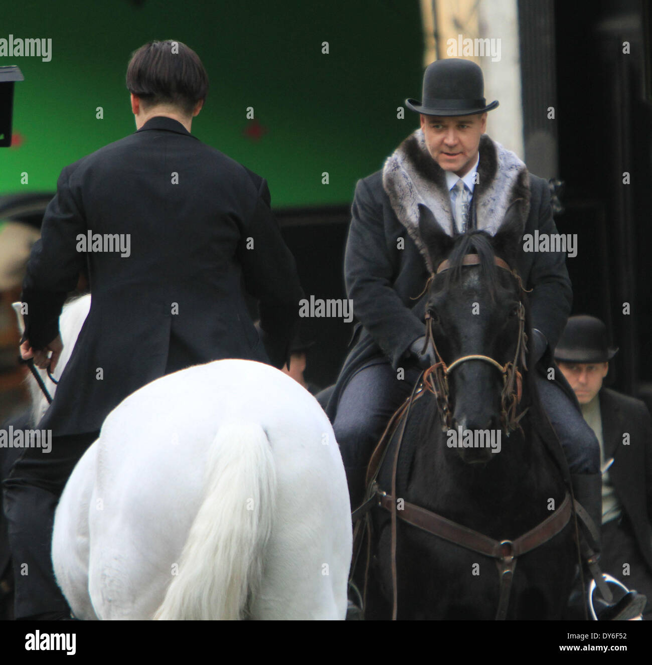 Actors filming on the movie set of Winter s Tale Featuring: Colin ...