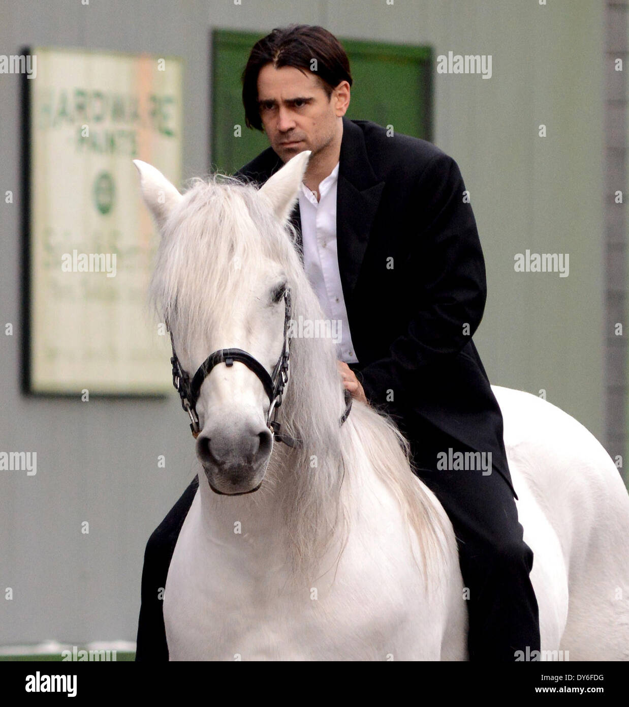 Actors filming on the movie set of Winter s Tale Featuring: Colin ...