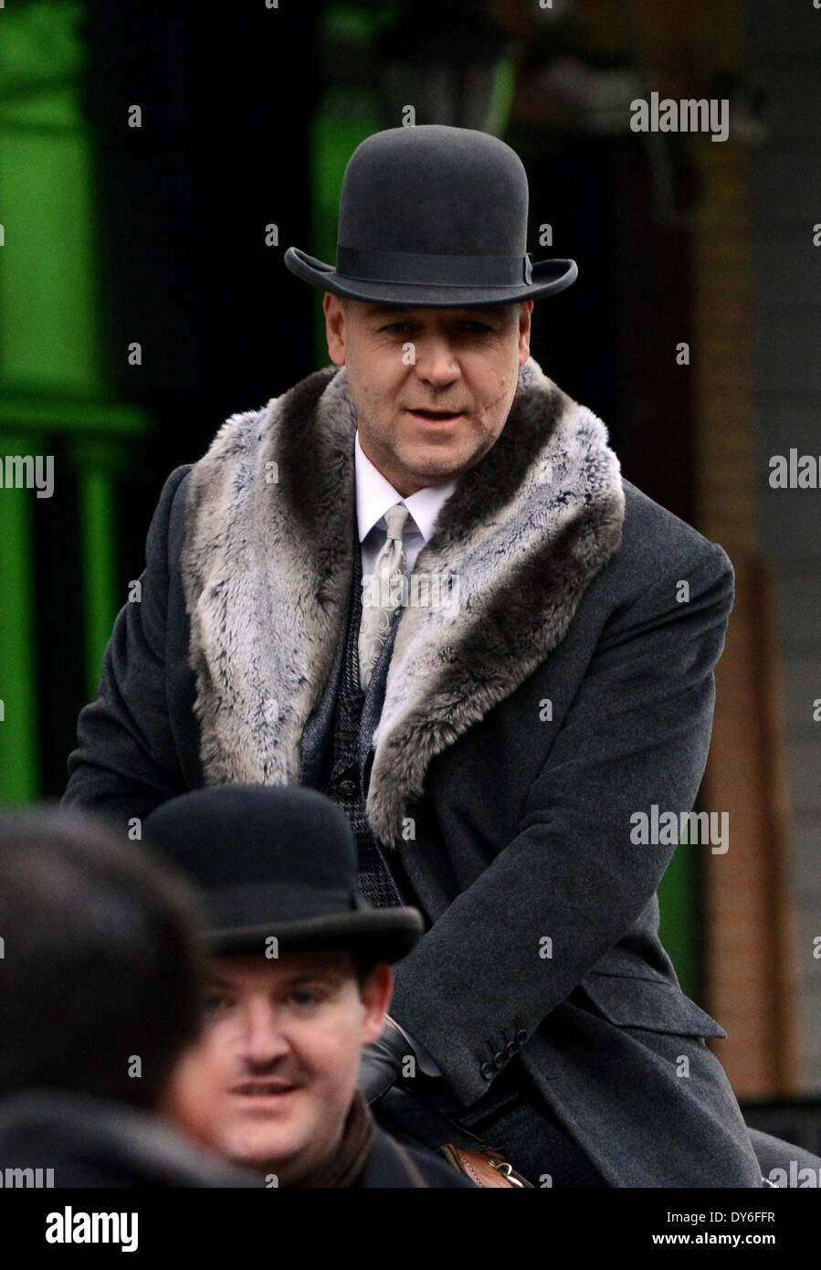 Actors filming on the movie set of Winter s Tale Featuring: Russell ...