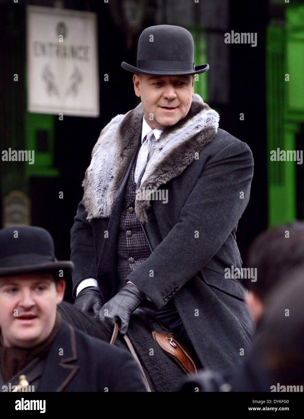 Actors filming on the movie set of Winter s Tale Featuring: Russell ...
