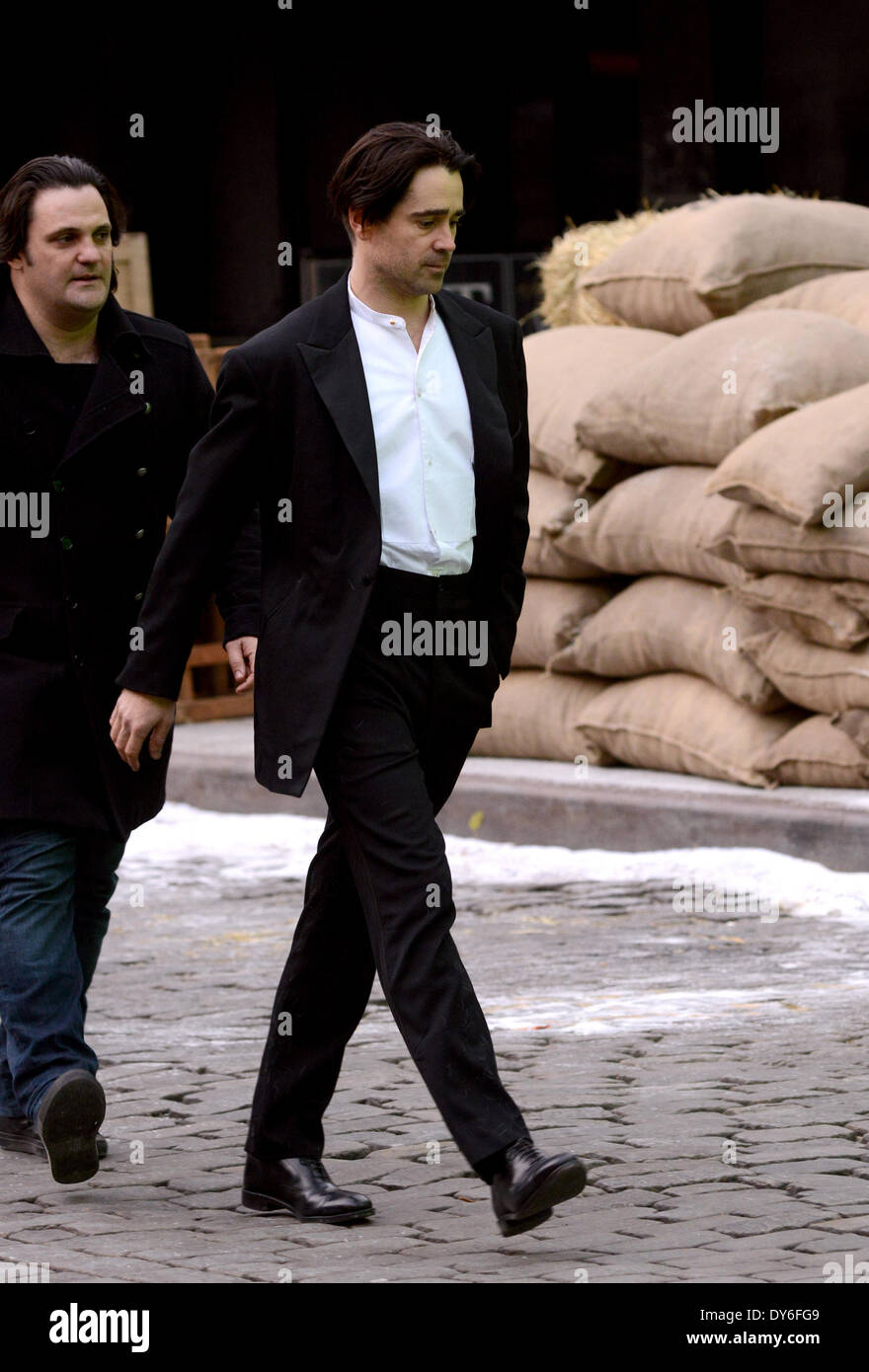 Actors filming on the movie set of Winter s Tale Featuring: Colin ...