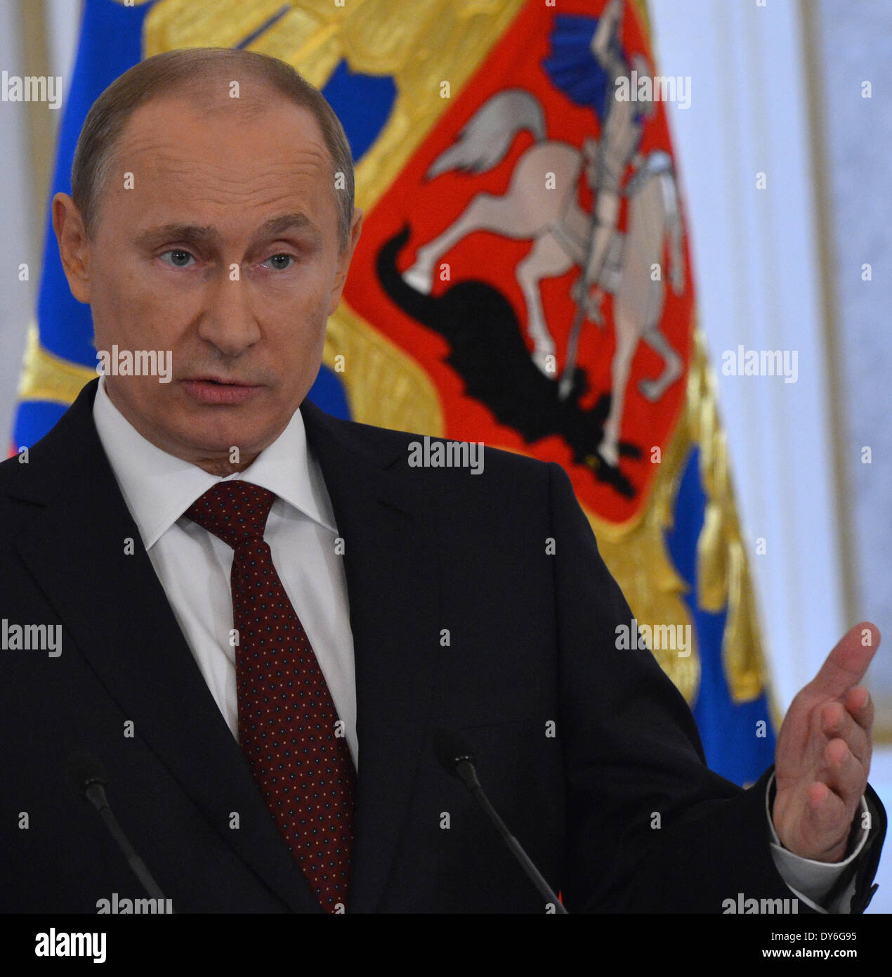 Russian President Vladimir Putin delivers an annual state of the nation ...