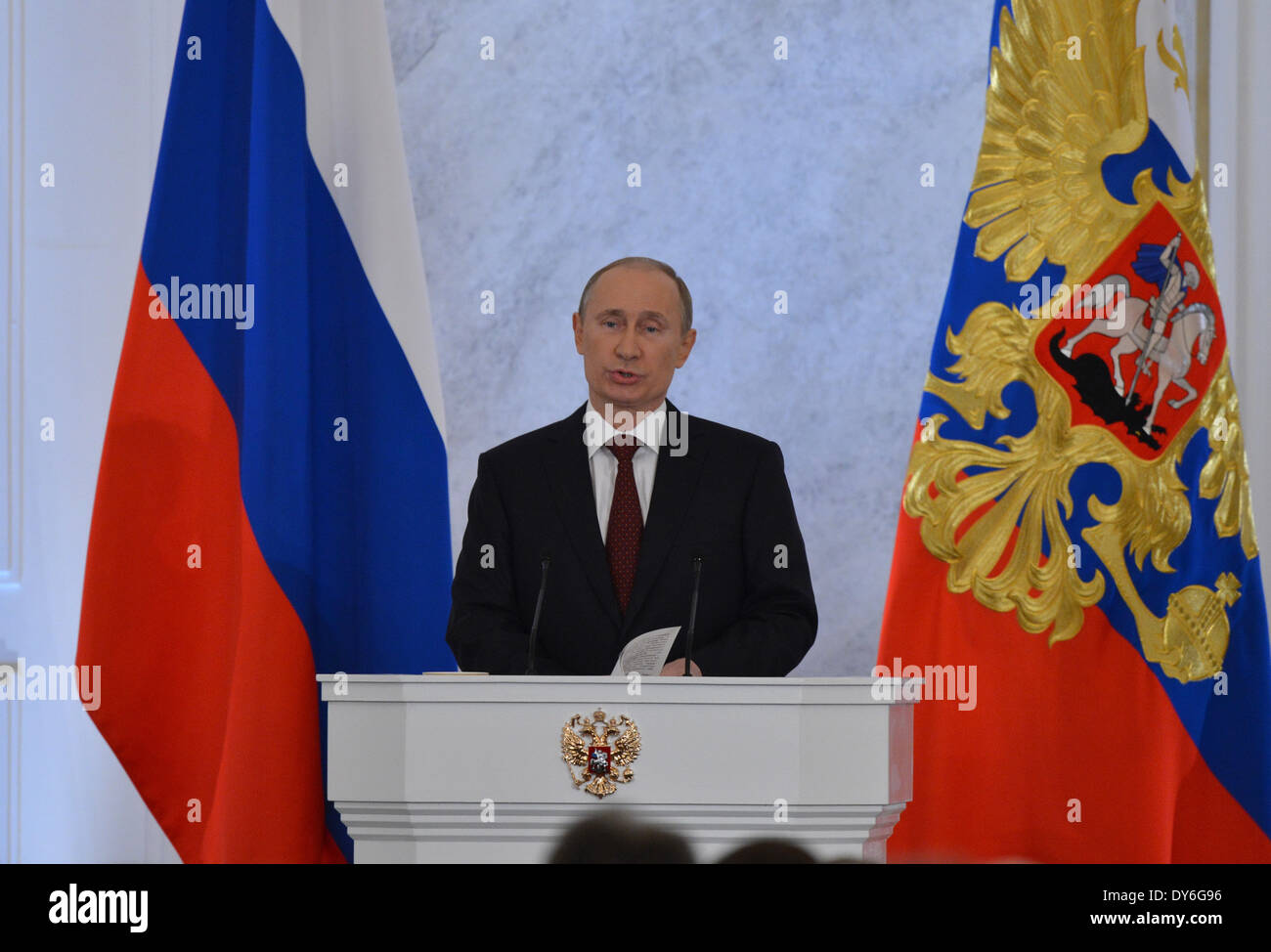 Russian President Vladimir Putin delivers an annual state of the nation ...
