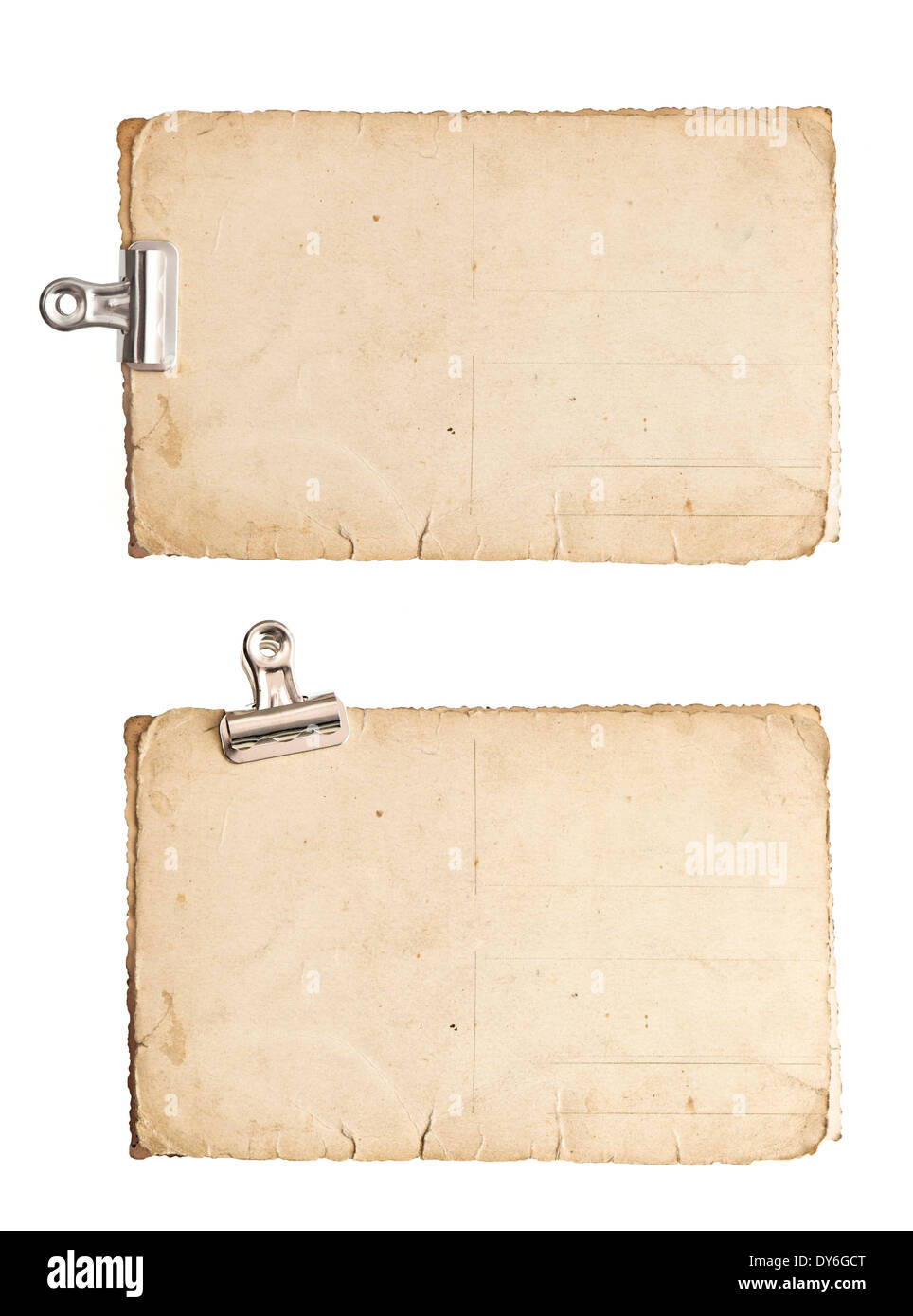 old blank paper photo sheets with clip isolated on white background ...