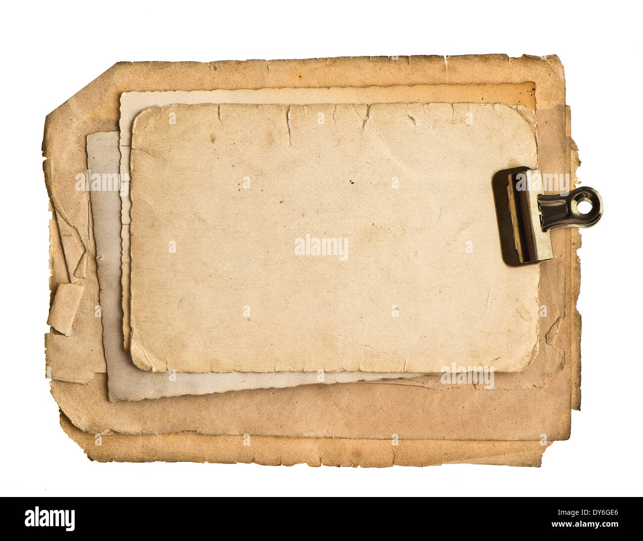 old blank paper sheets with clip isolated on white background Stock ...