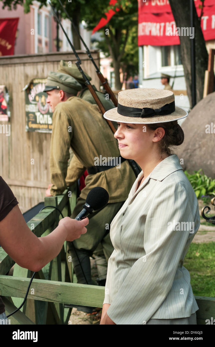 Interview at the actress of the movie Stock Photo - Alamy