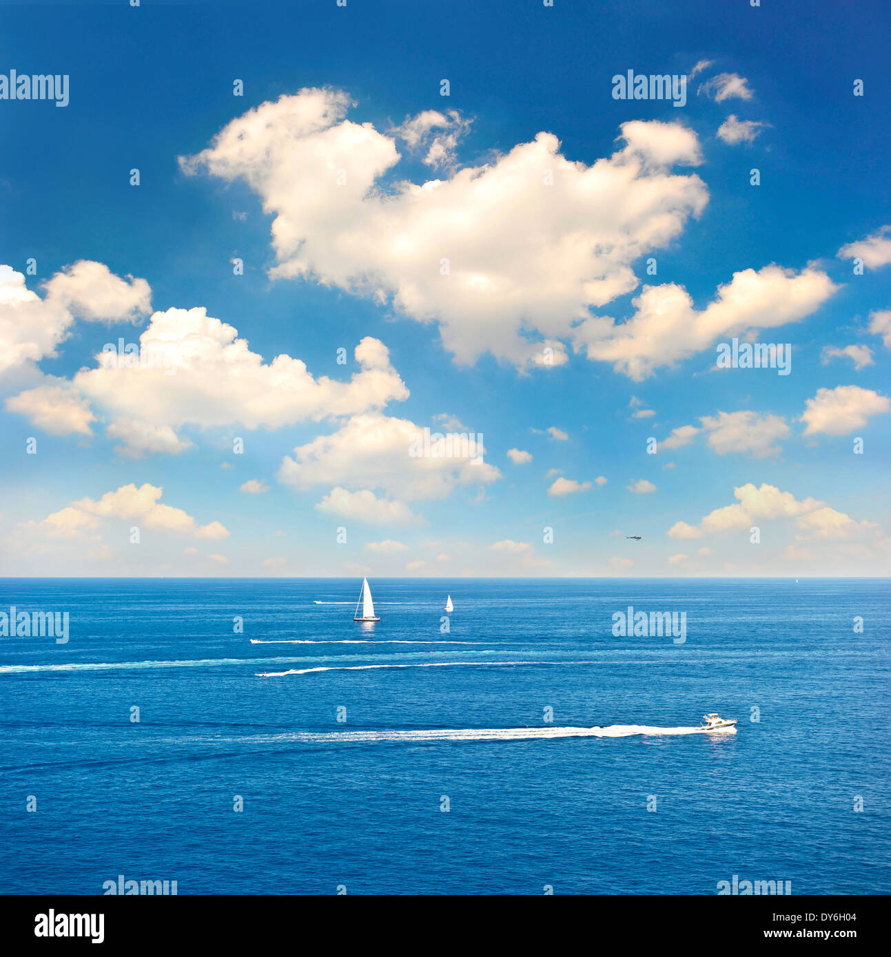 beautiful blue sea. perfect blue sky with white clouds Stock Photo - Alamy