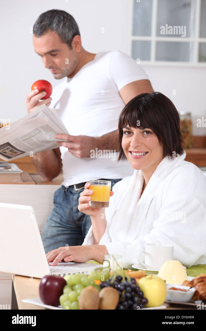 Breakfast in the kitchen Stock Photo - Alamy