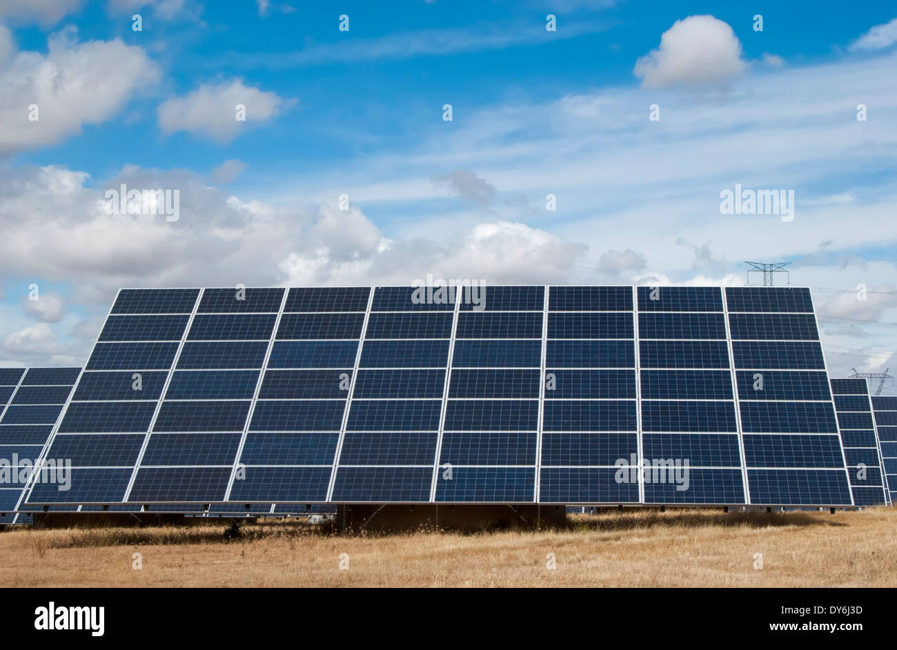 Modern solar panels harvesting clean solar energy under the sun, in a ...
