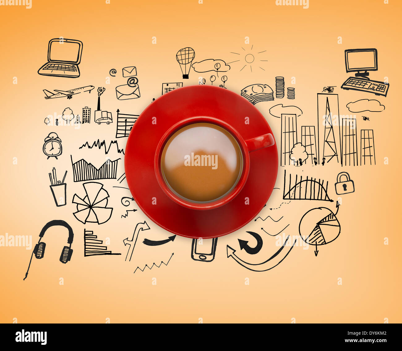 Digital drawing cup coffee Cut Out Stock Images & Pictures - Alamy