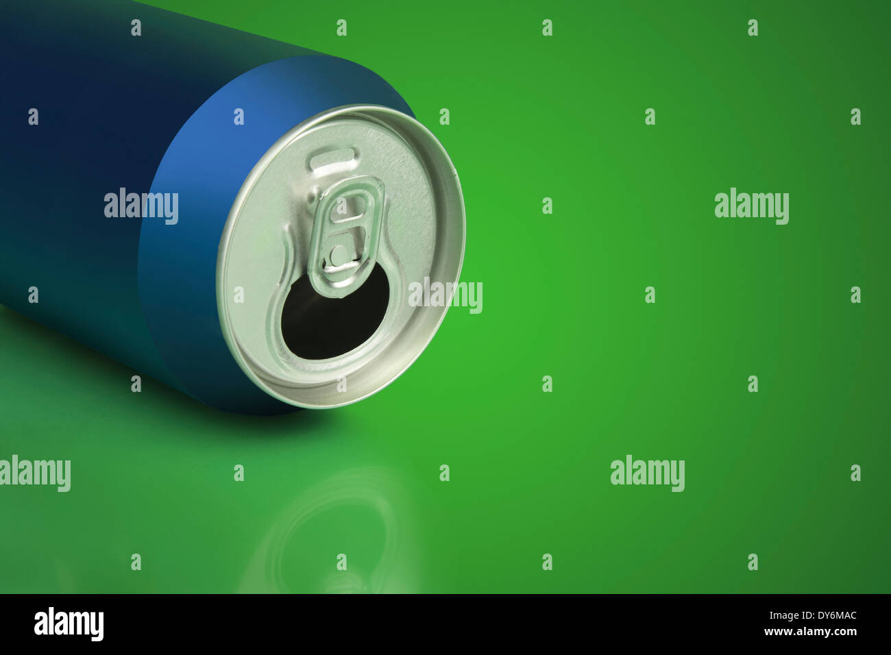 aluminum can on a green background Stock Photo - Alamy