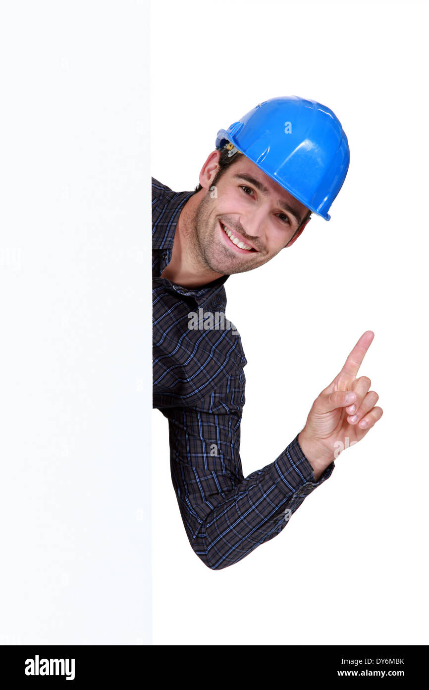 A construction worker rising his finger Stock Photo - Alamy