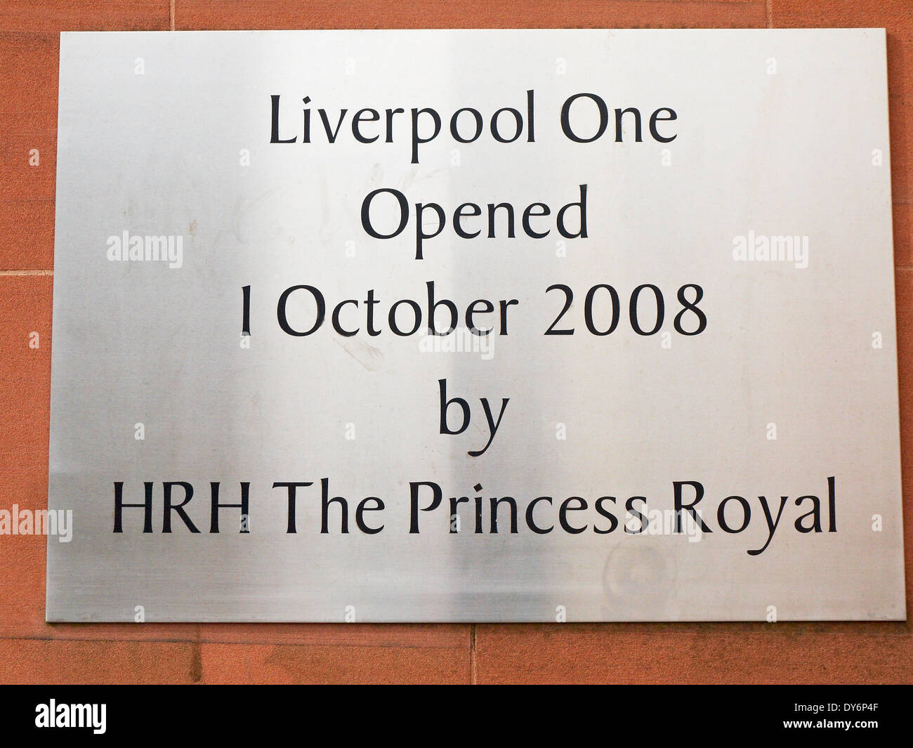 Liverpool One opening plaque UK Stock Photo - Alamy