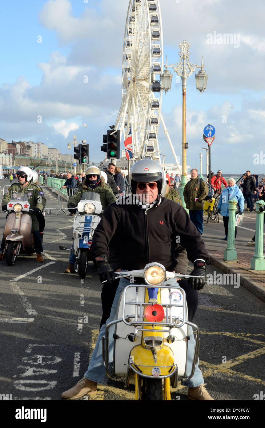 Mod scooters on Brighton seafront England UK Stock Photo - Alamy