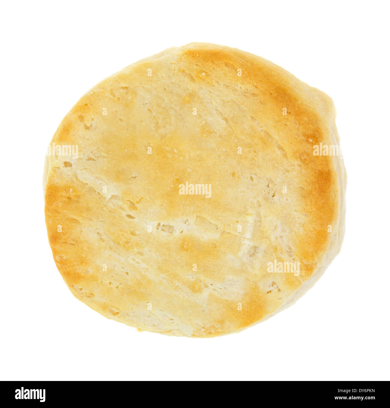 Top view of a freshly baked buttermilk biscuit on a white background ...