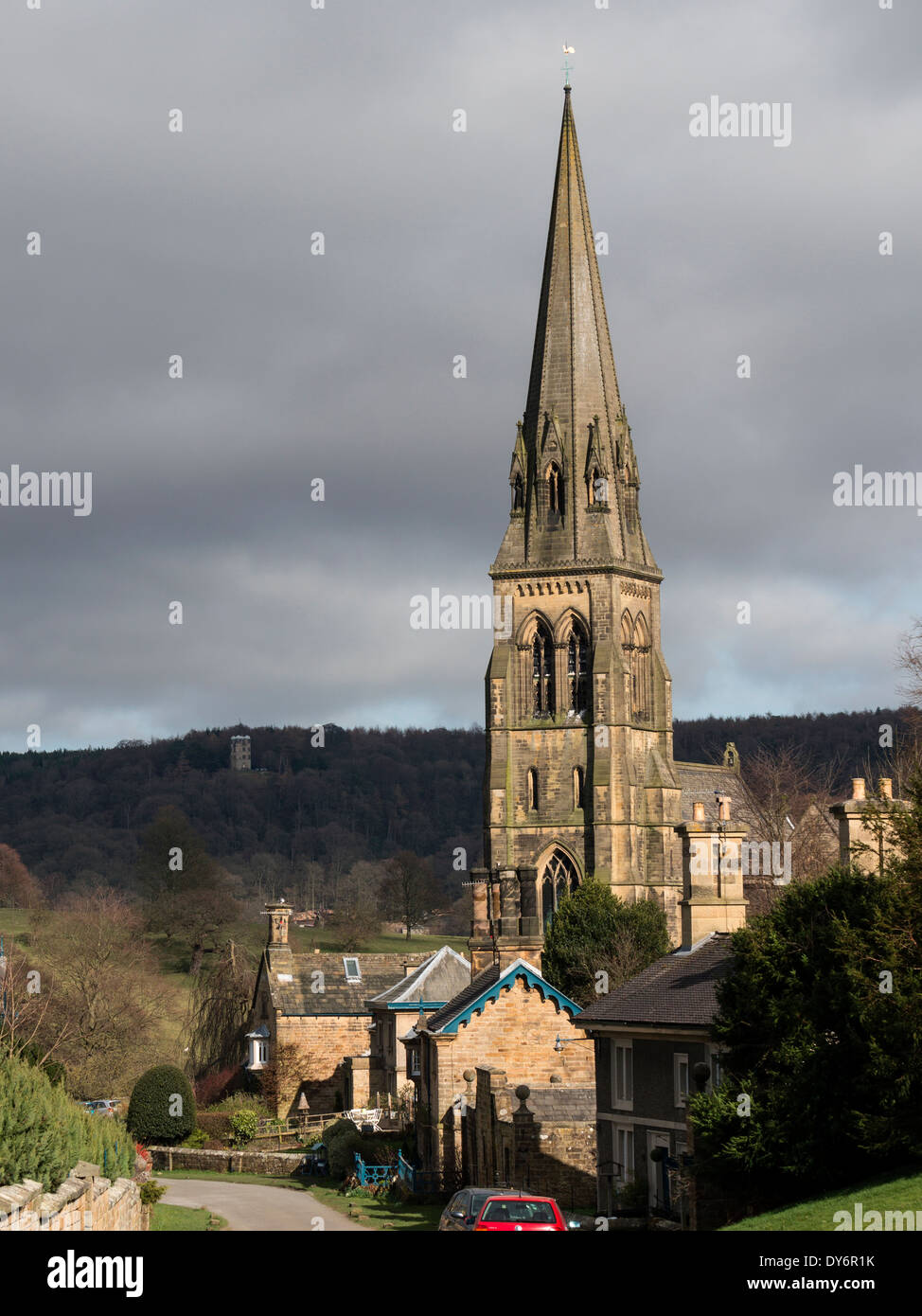 St.Peters church,Edensor village, in the grounds of Chatsworth Park ...