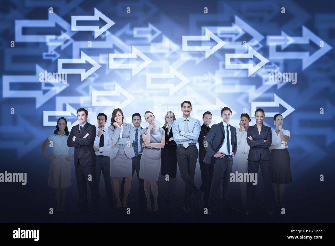 Business team against arrow background Stock Photo - Alamy