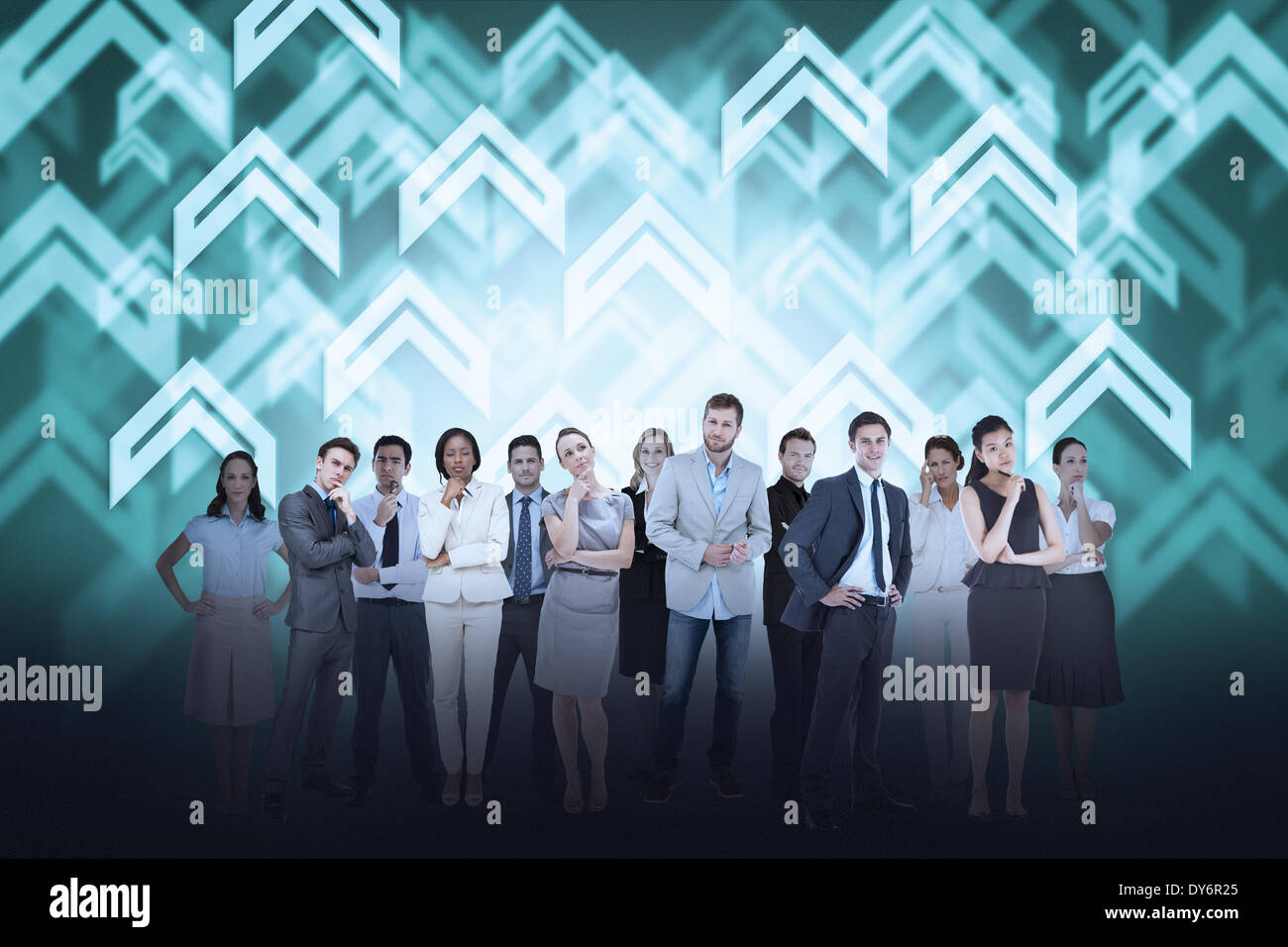 Business team against arrow background Stock Photo - Alamy