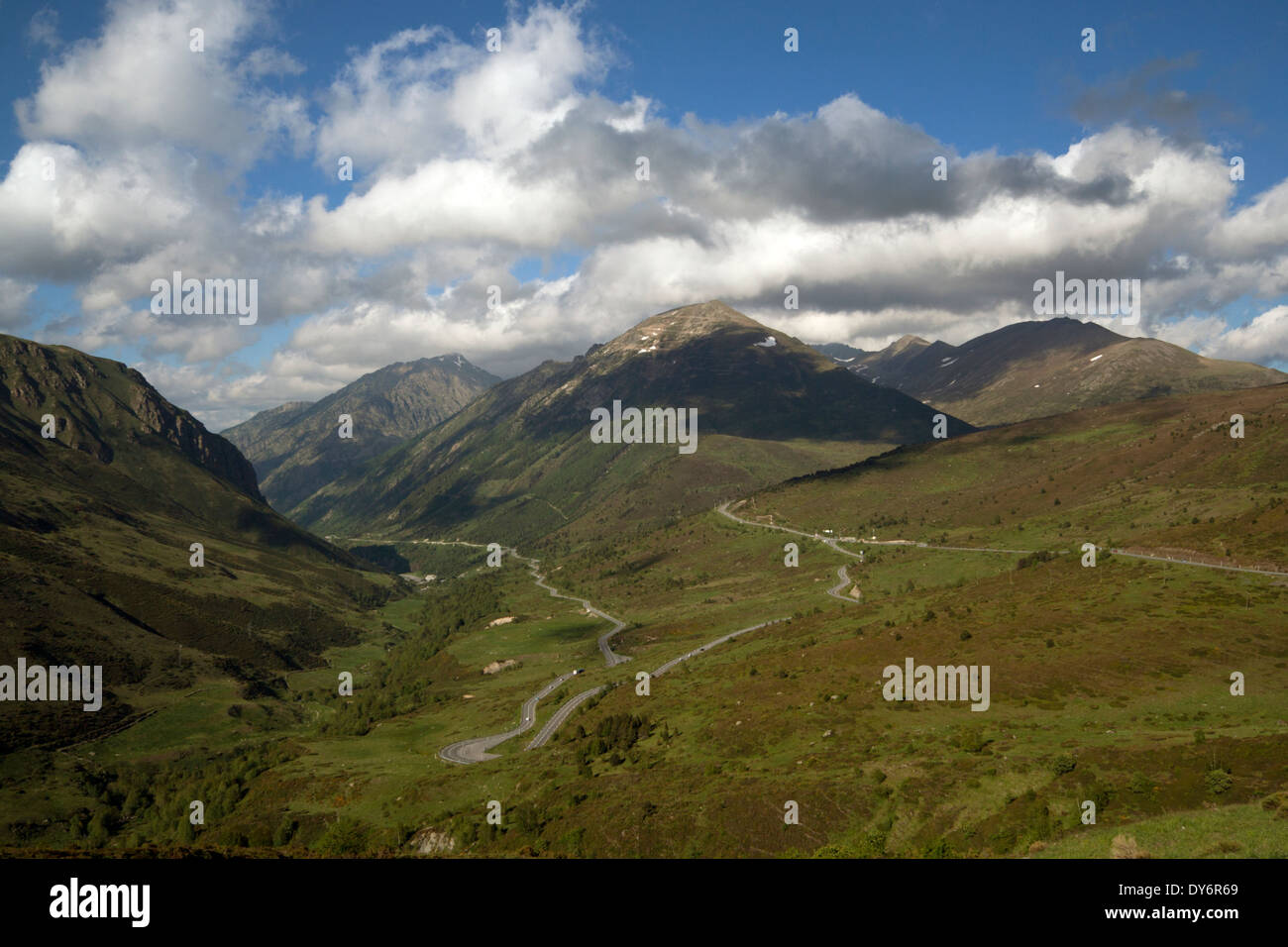 Summertime view of French route N22 and N320 on the route to Andorra la ...
