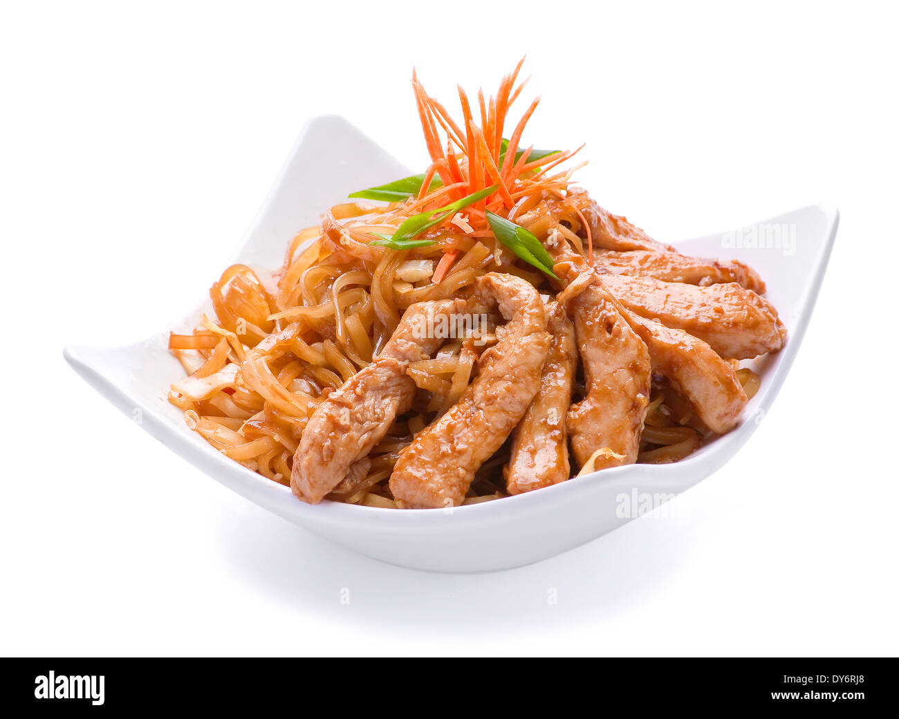 Chicken meat slice with rice noodles Stock Photo - Alamy
