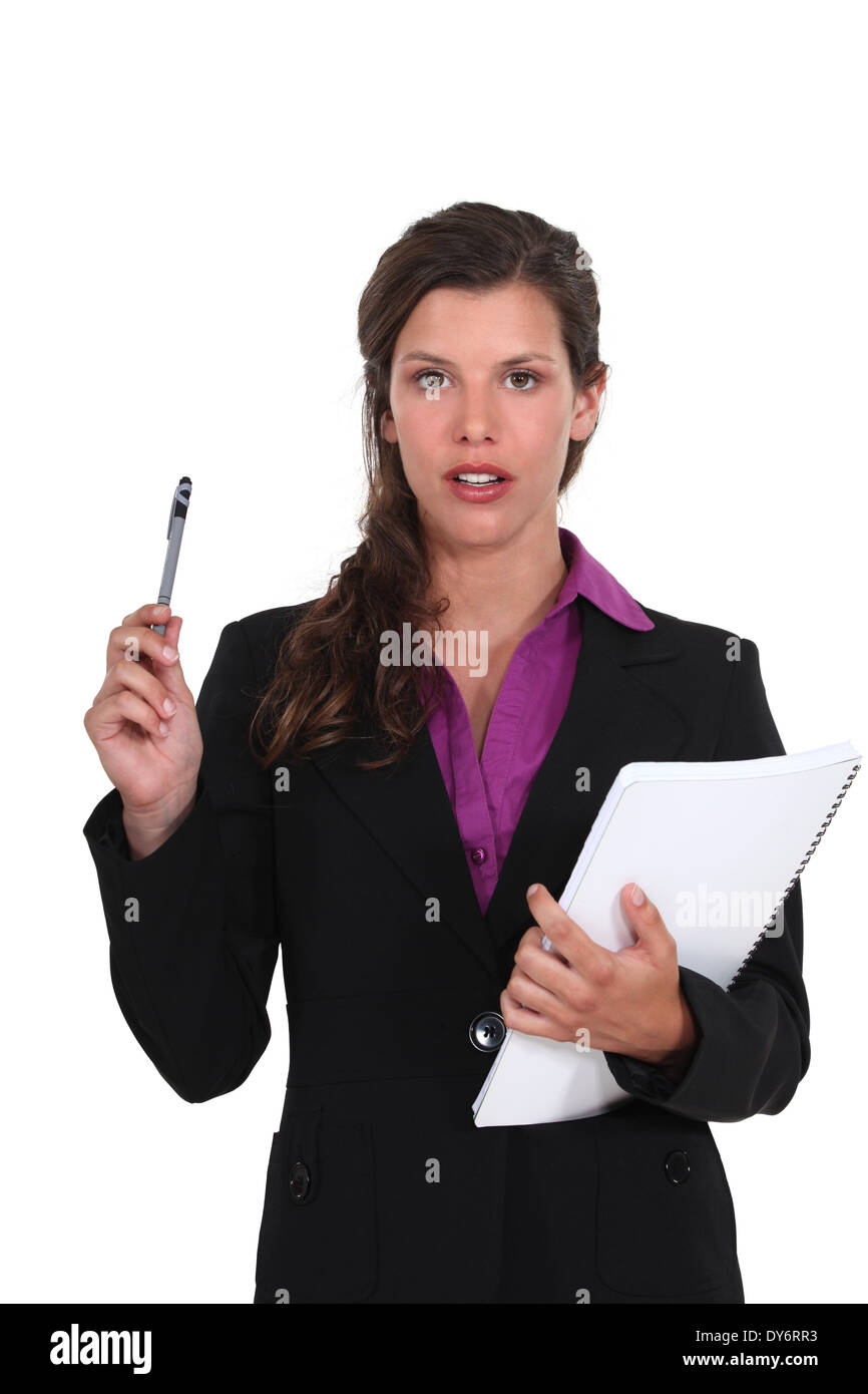 Woman with questionnaire Stock Photo - Alamy
