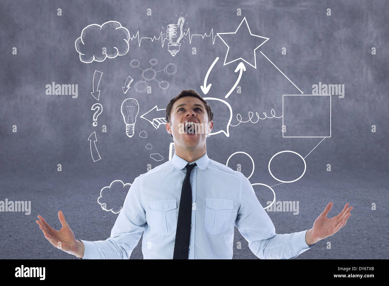 Composite image of shouting businessman Stock Photo - Alamy