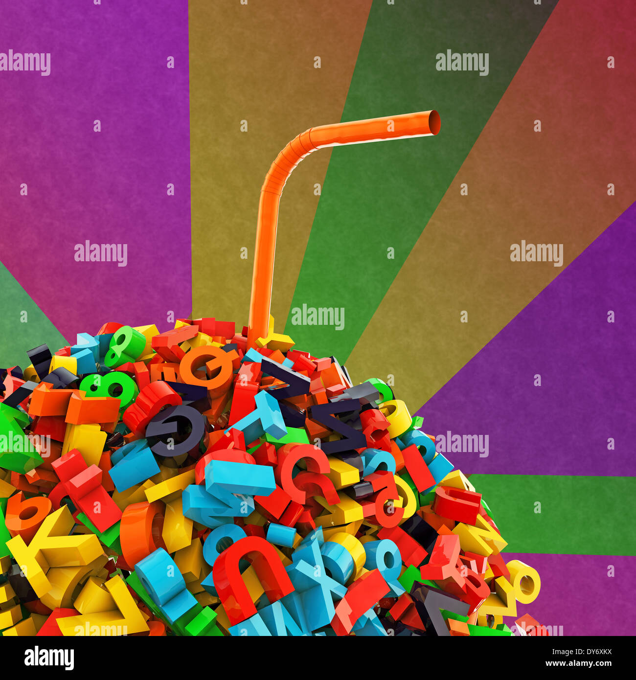 ball of letters with orange on rainbow background Stock Photo - Alamy