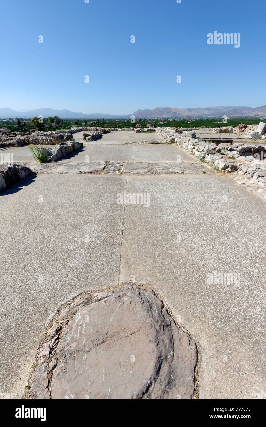 Front view Royal Palace Megaron or Great Hall Tiryns Peloponnese Greece ...